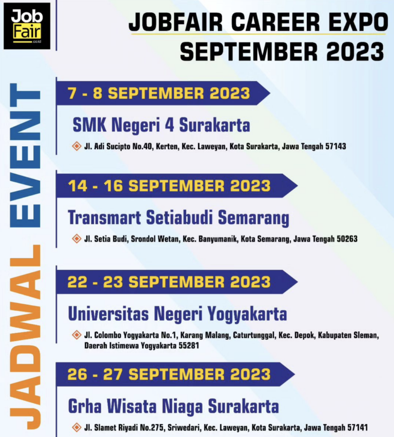 JOBFAIR CAREER EXPO DI BULAN SEPTEMBER 2023 – Jadwal Event, Info Pameran, Acara & Promo Terbaru